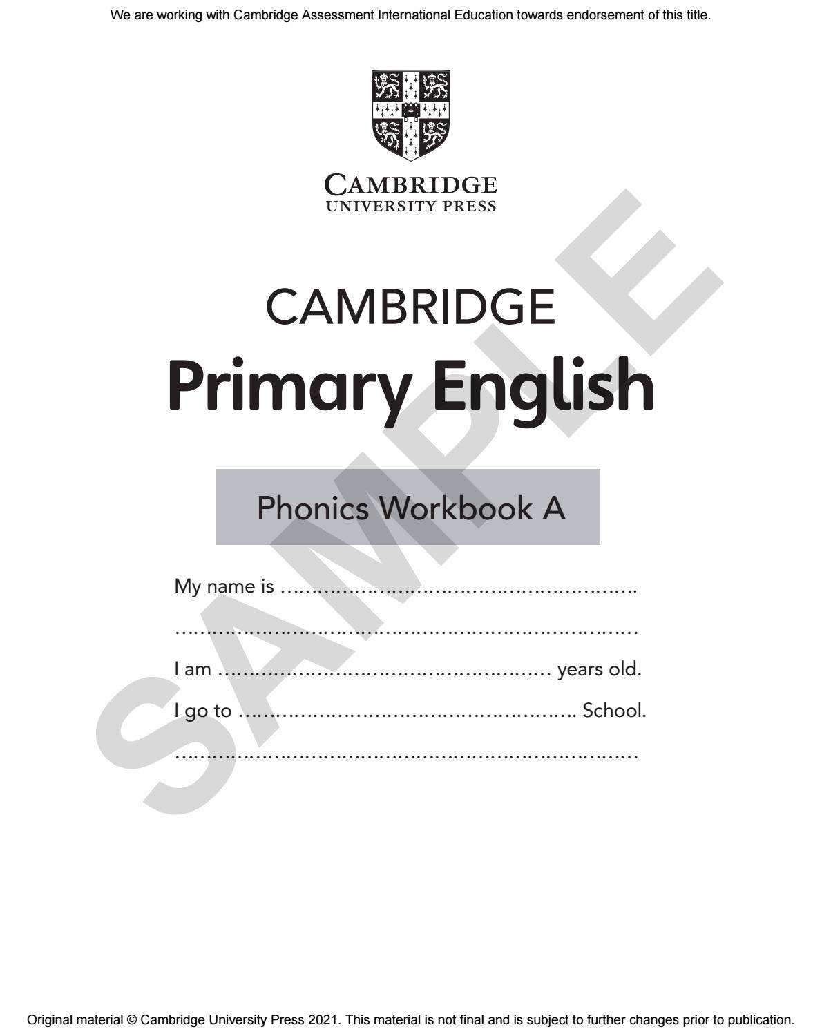 Cambridge Primary English Phonics Workbook A with Digital Access Sample ...