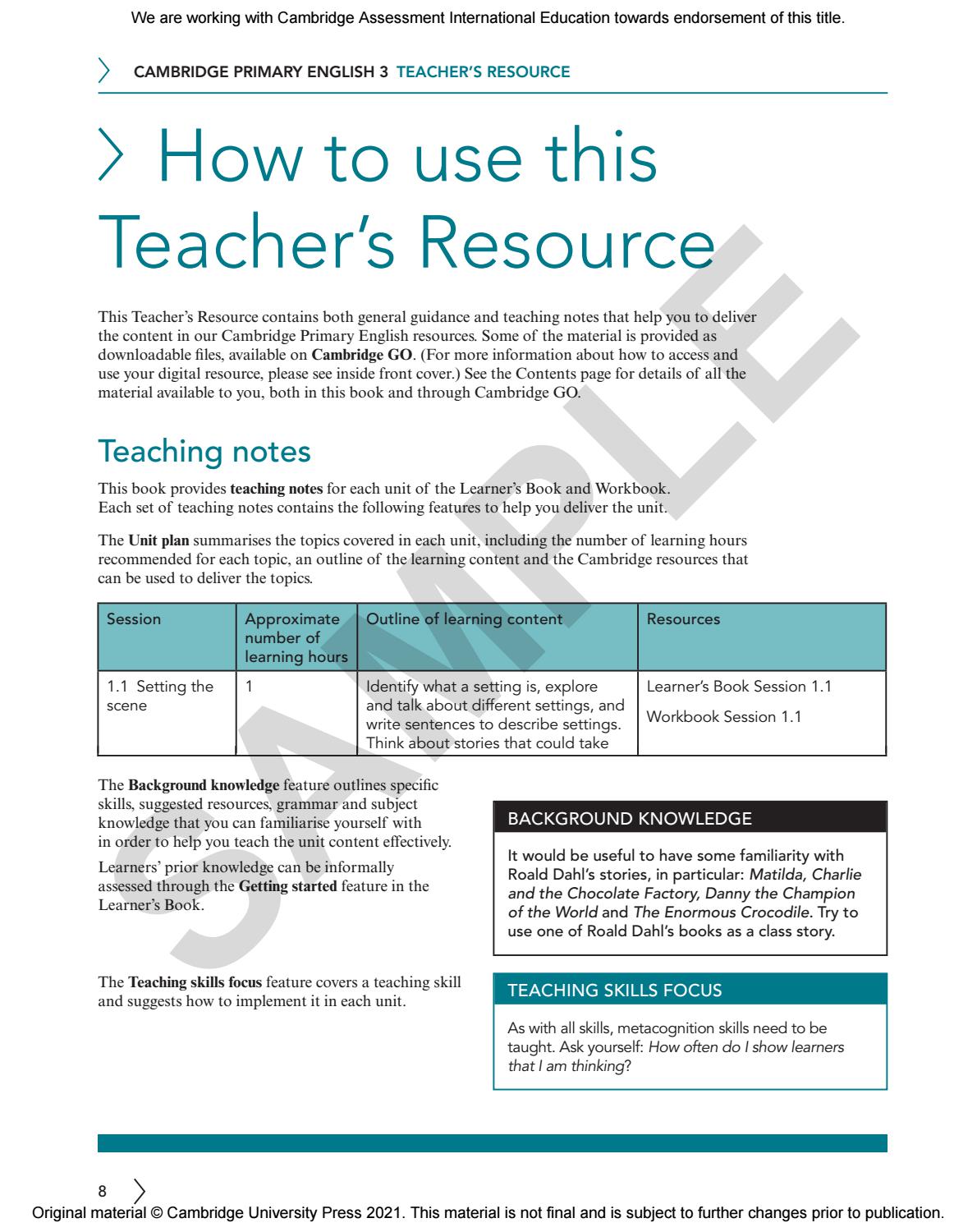 Cambridge Primary English Teacher's Resource 3 with Digital Access ...
