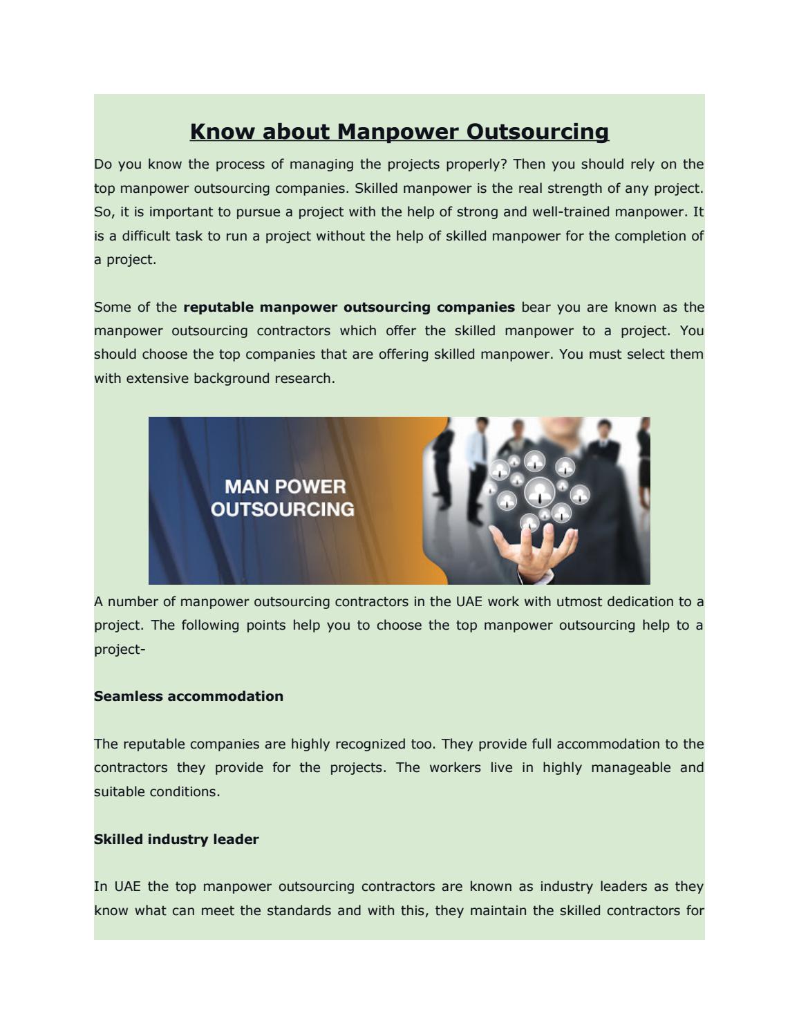Know about Manpower Outsourcing by manpowerservice - Issuu