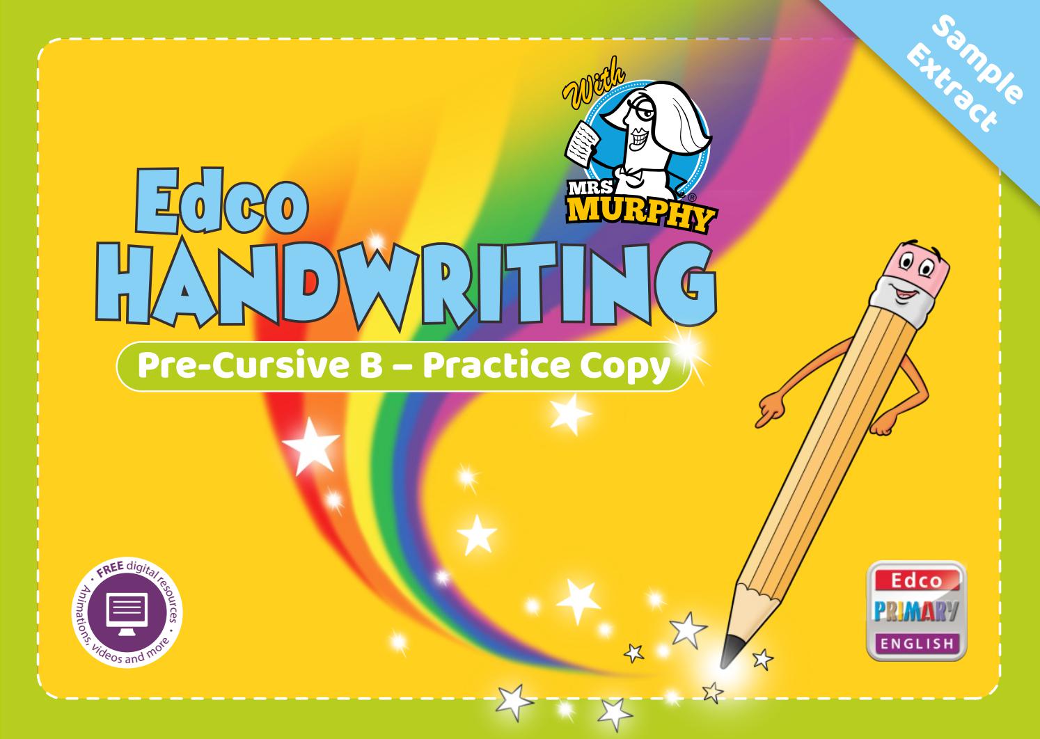 Edco Handwriting Pre-Cursive B Practice Copy Sample Extract by Edco ...