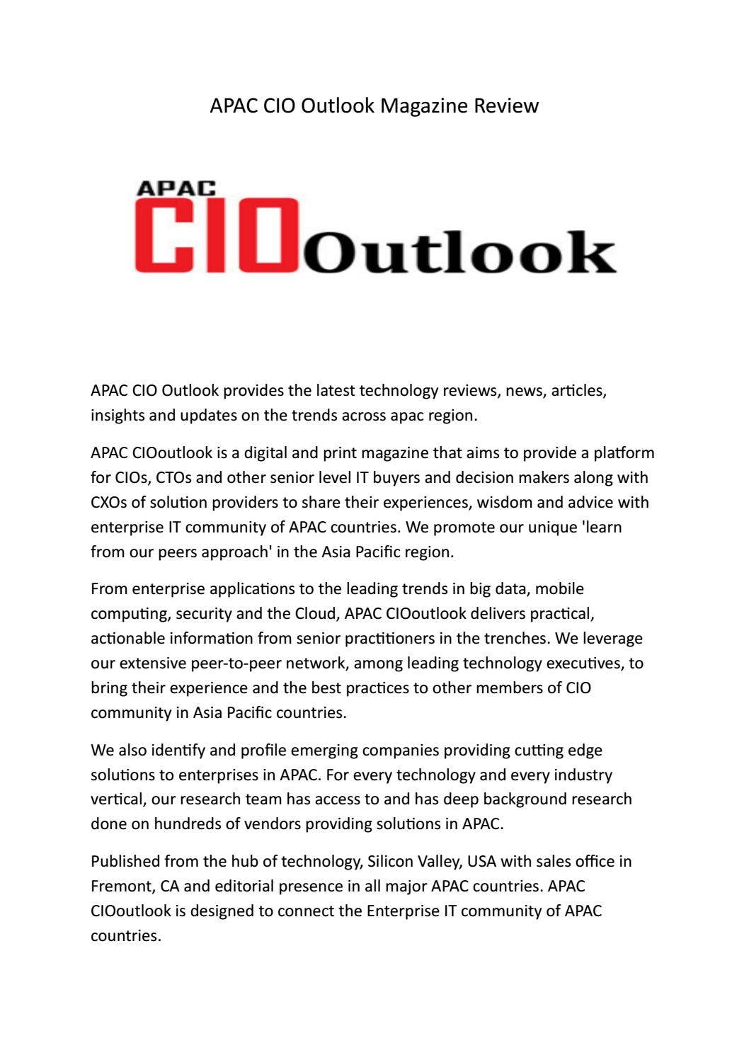 APAC CIO Outlook Review by jack Mathew - Issuu
