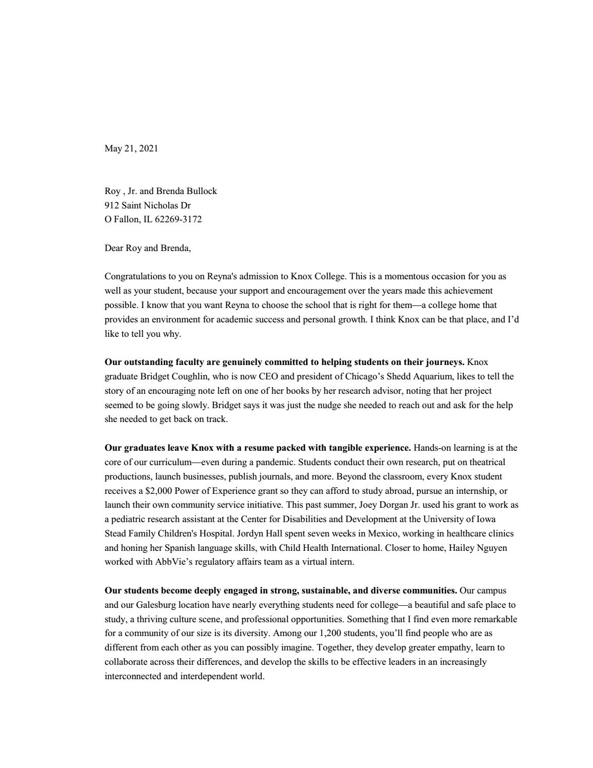 Sample Presidents letter by Sheri McGill - Issuu