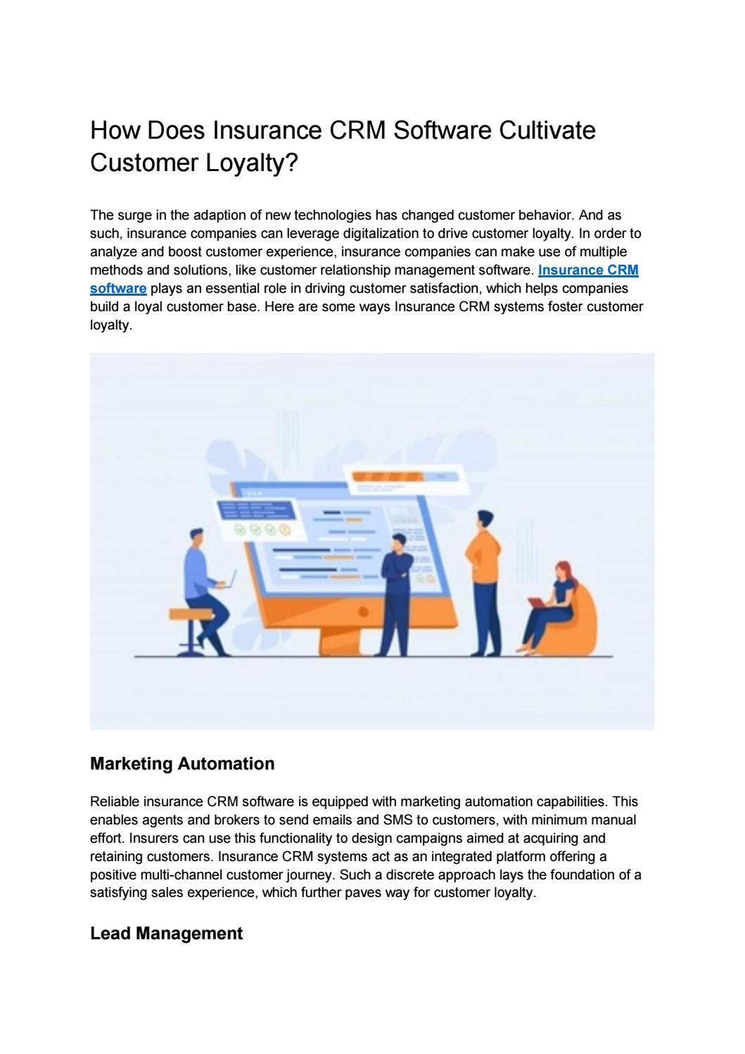 How Does Insurance CRM Software Cultivate Customer Loyalty? by Surya ...