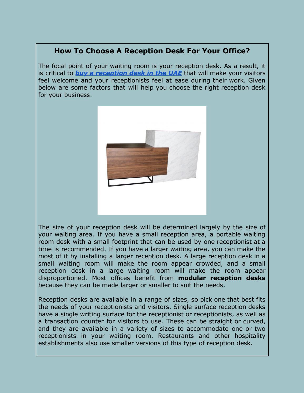 How To Choose A Reception Desk For Your Office? by Farhad Alhashmi - Issuu