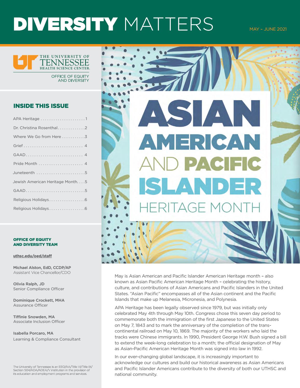 OED Diversity Matters May-June Newsletter by University of Tennessee ...