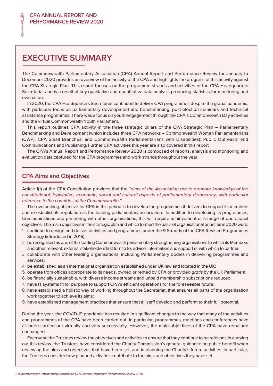 CPA 2020 Annual Report and Performance Review by The Parliamentarian ...