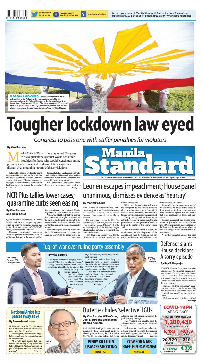 Manila Standard - 2021 May 28 - Friday by Manila Standard - Issuu
