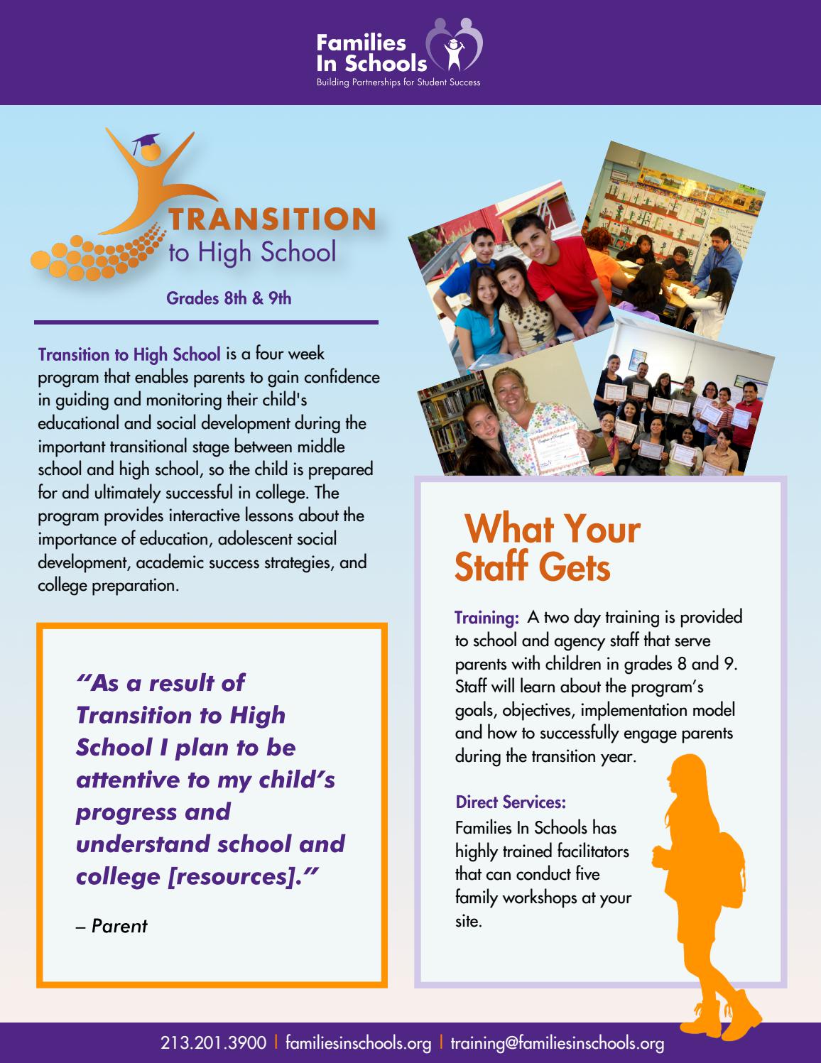 Transition to High School - A Family Engagement Program by Families In ...