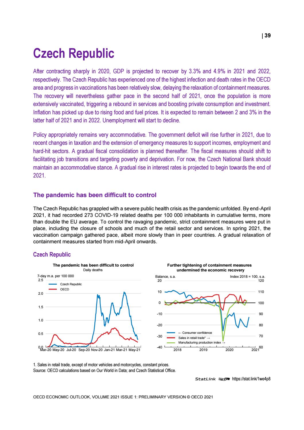 Czech Republic country note: OECD Economic Outlook, May 2021 by OECD ...