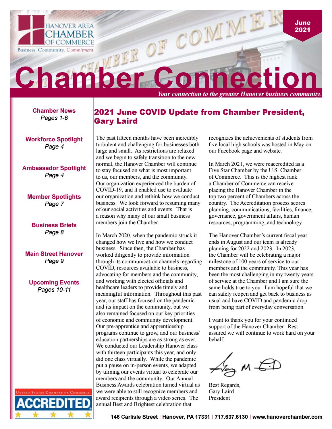June 2021 Chamber Connection Newsletter by Hanover Area Chamber of ...