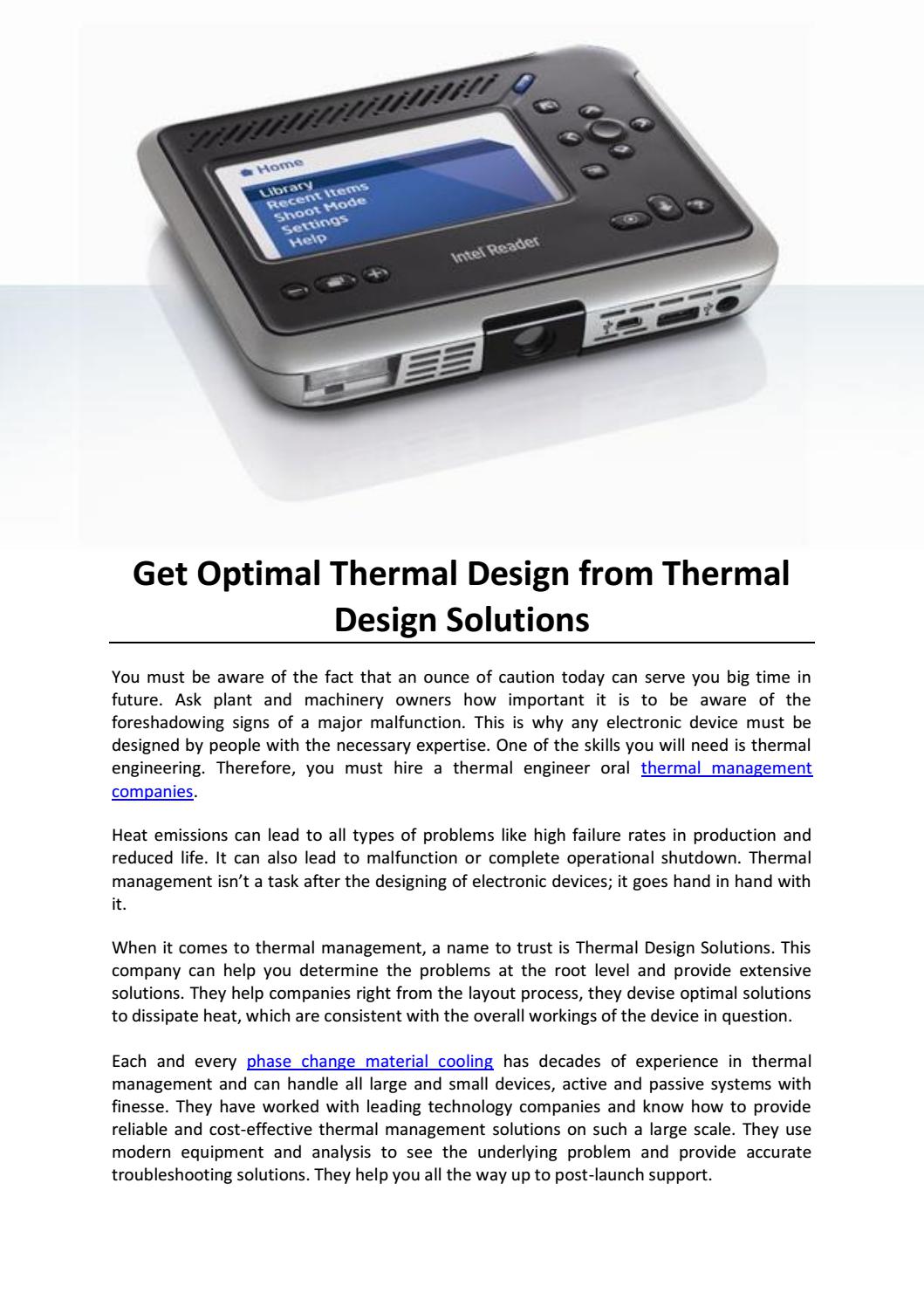 Get Optimal Thermal Design from Thermal Design Solutions by Thermal ...