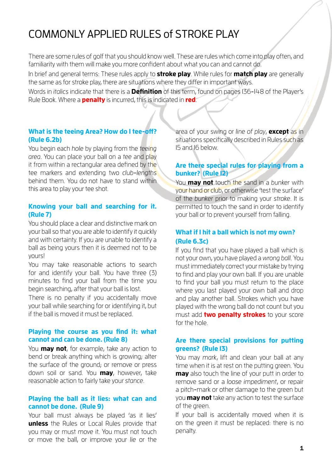 Commonly Used Rules of Stroke Play by Glenelg Golf Club - Issuu