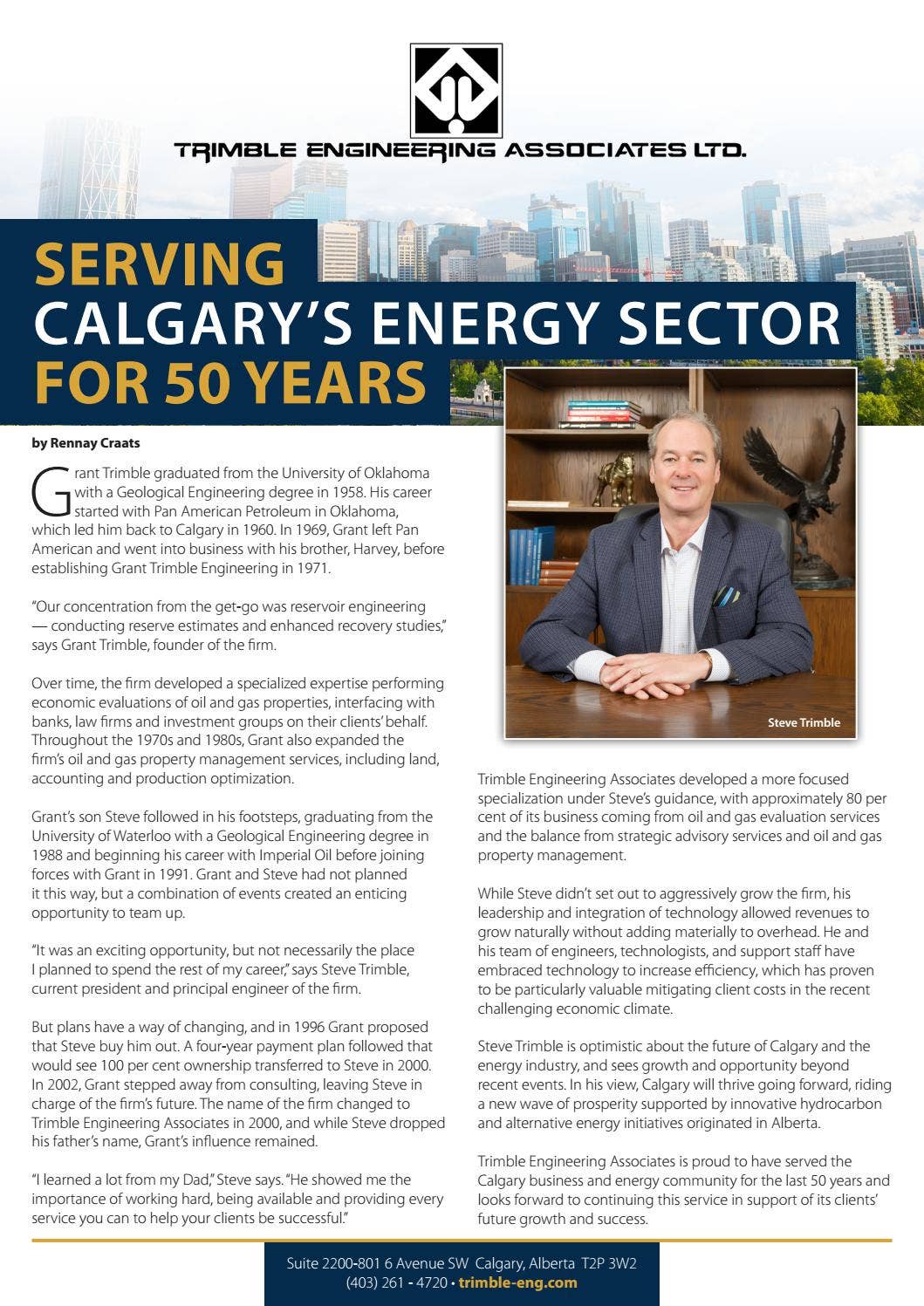 Trimble Engineering - Celebrating 50 Years by Business in Calgary - Issuu
