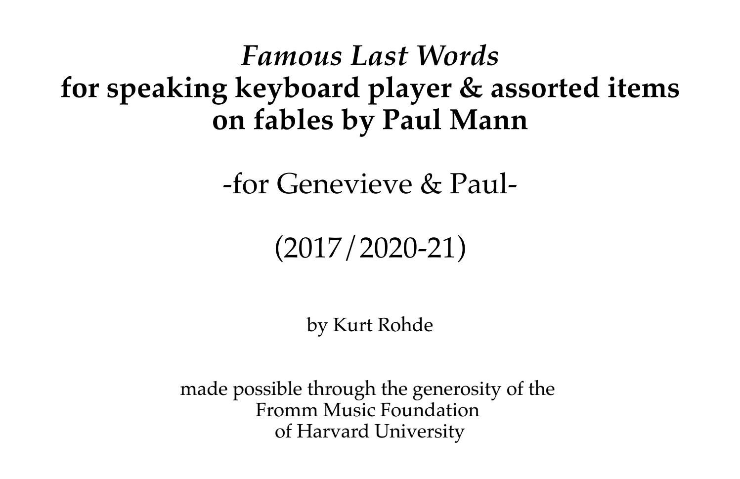 Famous Last Words For Speaking Keyboard Player And Assorted Items On famous-last-words-for-speaking-keyboard-player-and-assorted-items-on