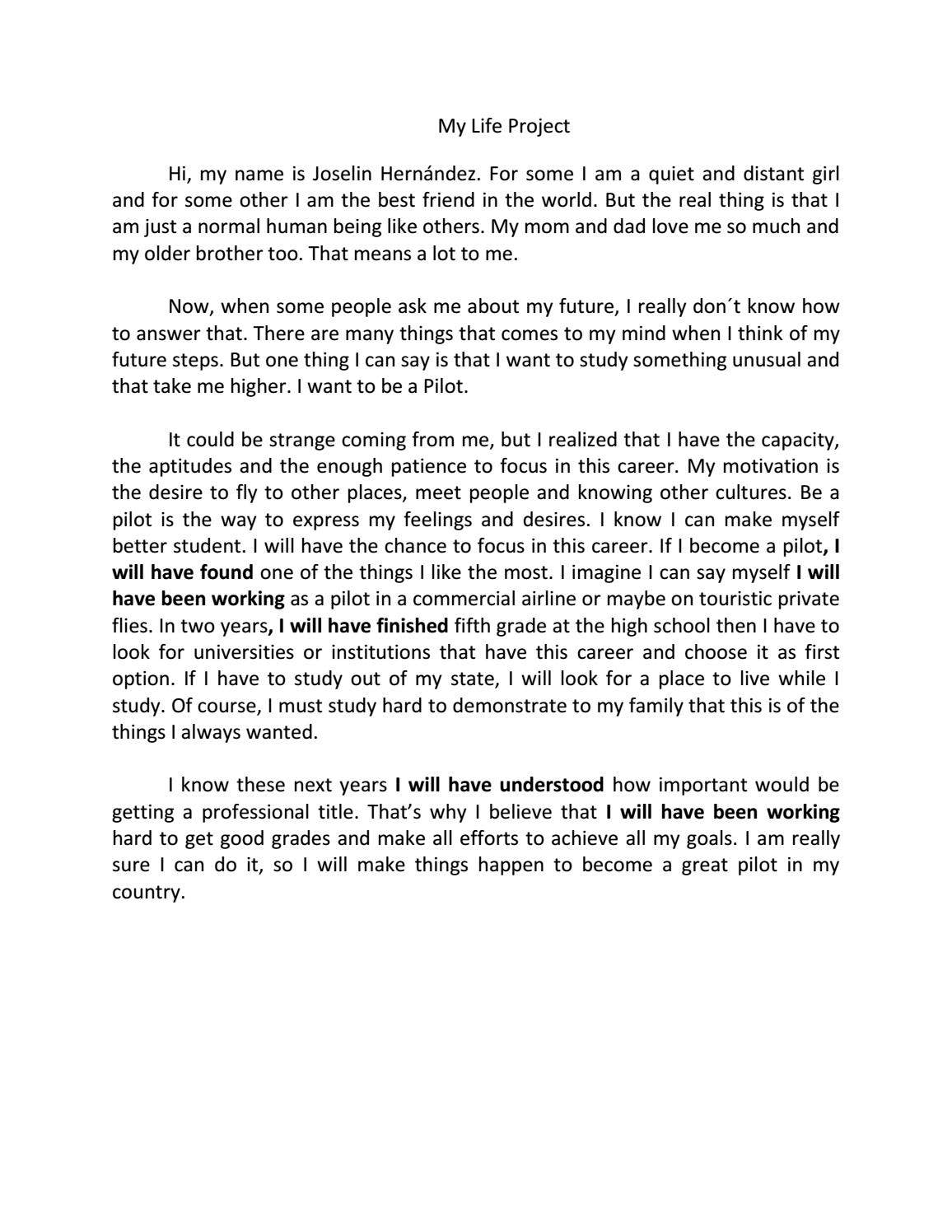Life Project. Proyecto de Vida. Ejemplo. by LUIS VALERIO - Issuu