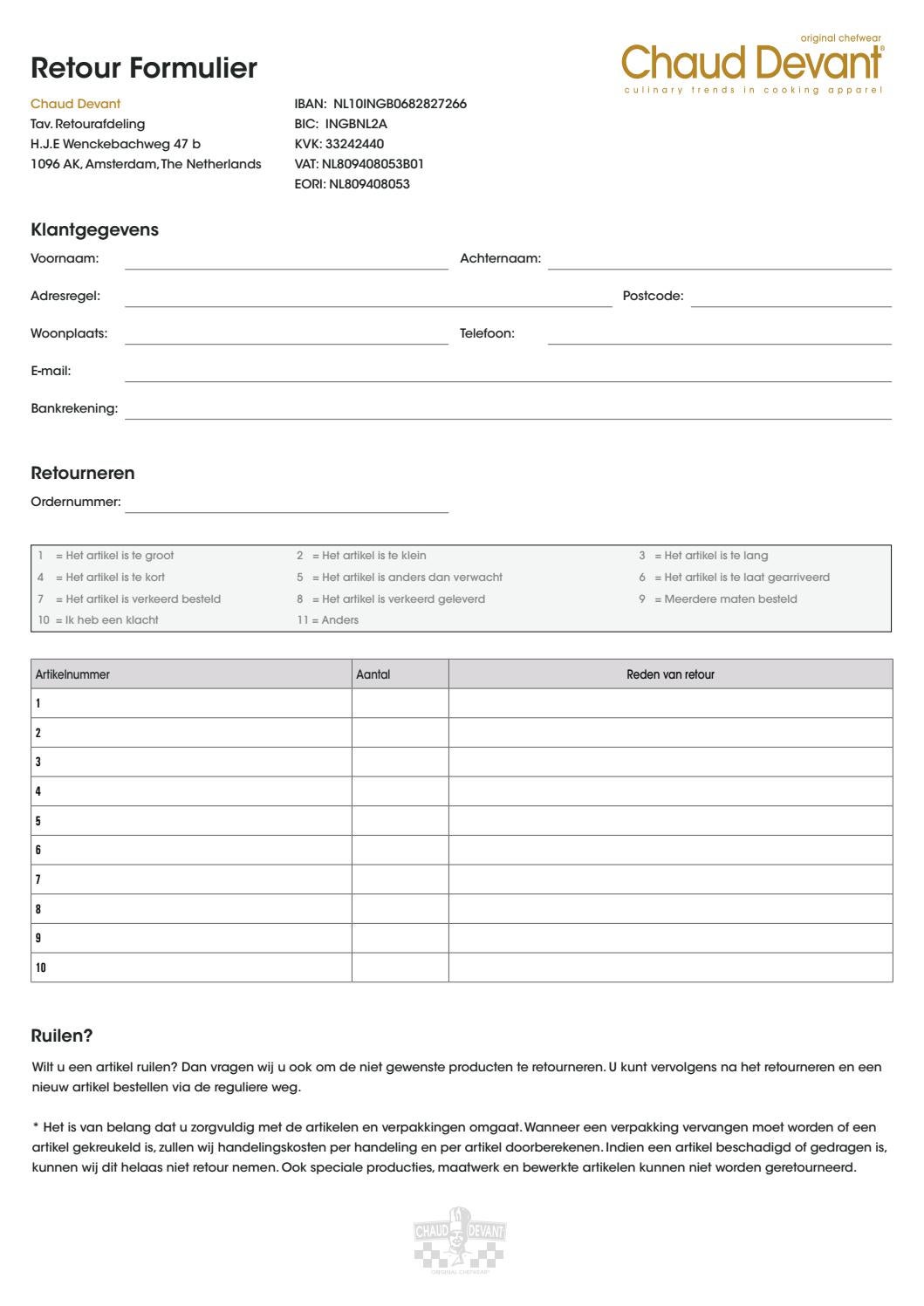 Retour formulier NL by Chaud Devant - Issuu