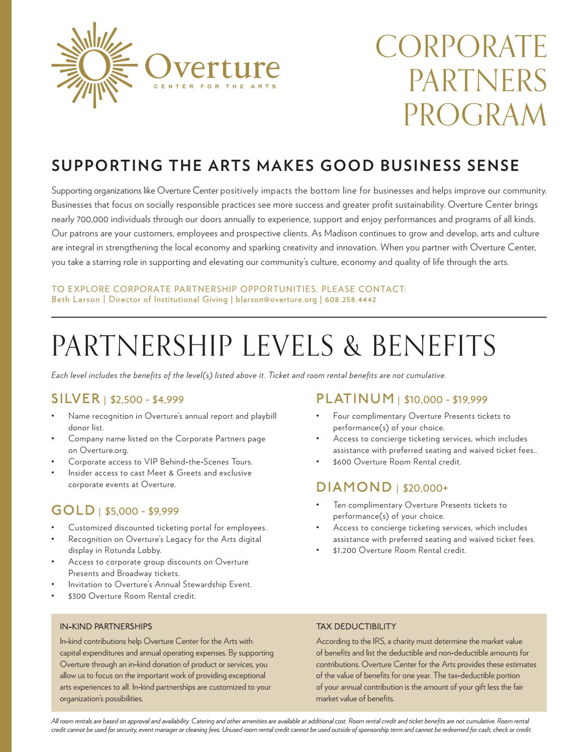 2021/22 Corporate Partners Program Brochure by Overture Center for the ...