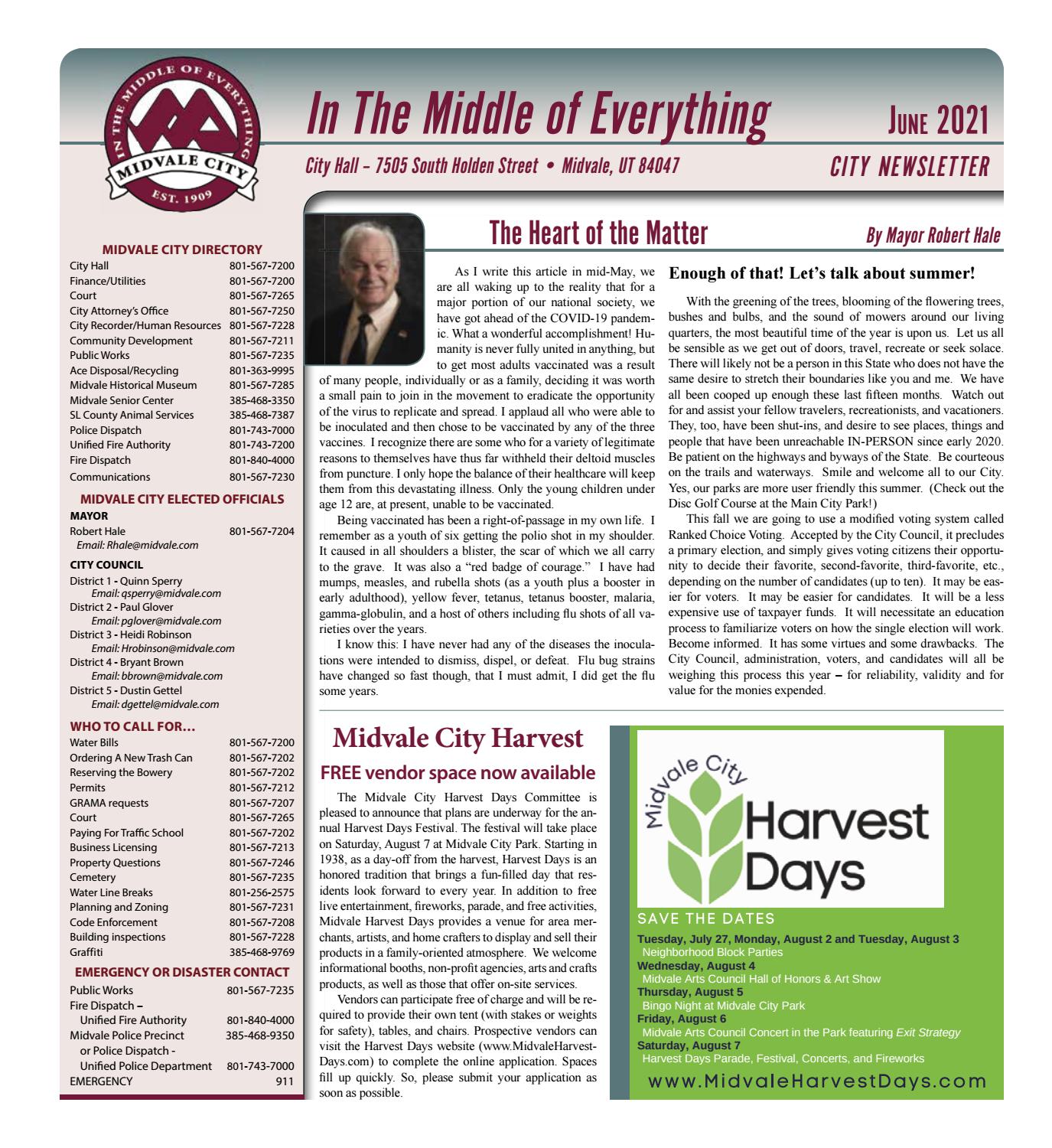 Midvale City Newsletter | June 2021 by The City Journals - Issuu