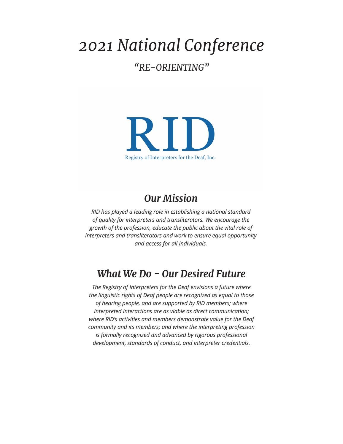 2021 RID National Conference - Diamond Tier Sponsor by Registry of ...