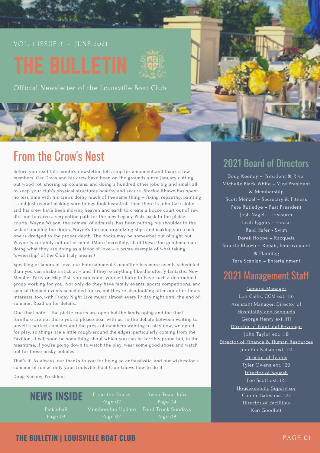 Louisville Boat Club June 2021 Newsletter by louboatclub - Issuu