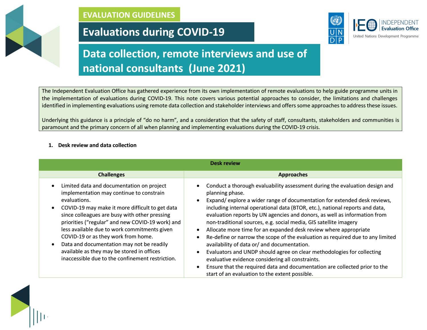 UNDP DE Guidance Virtual Evaluations during COVID 3 June 2021 by UNDP ...