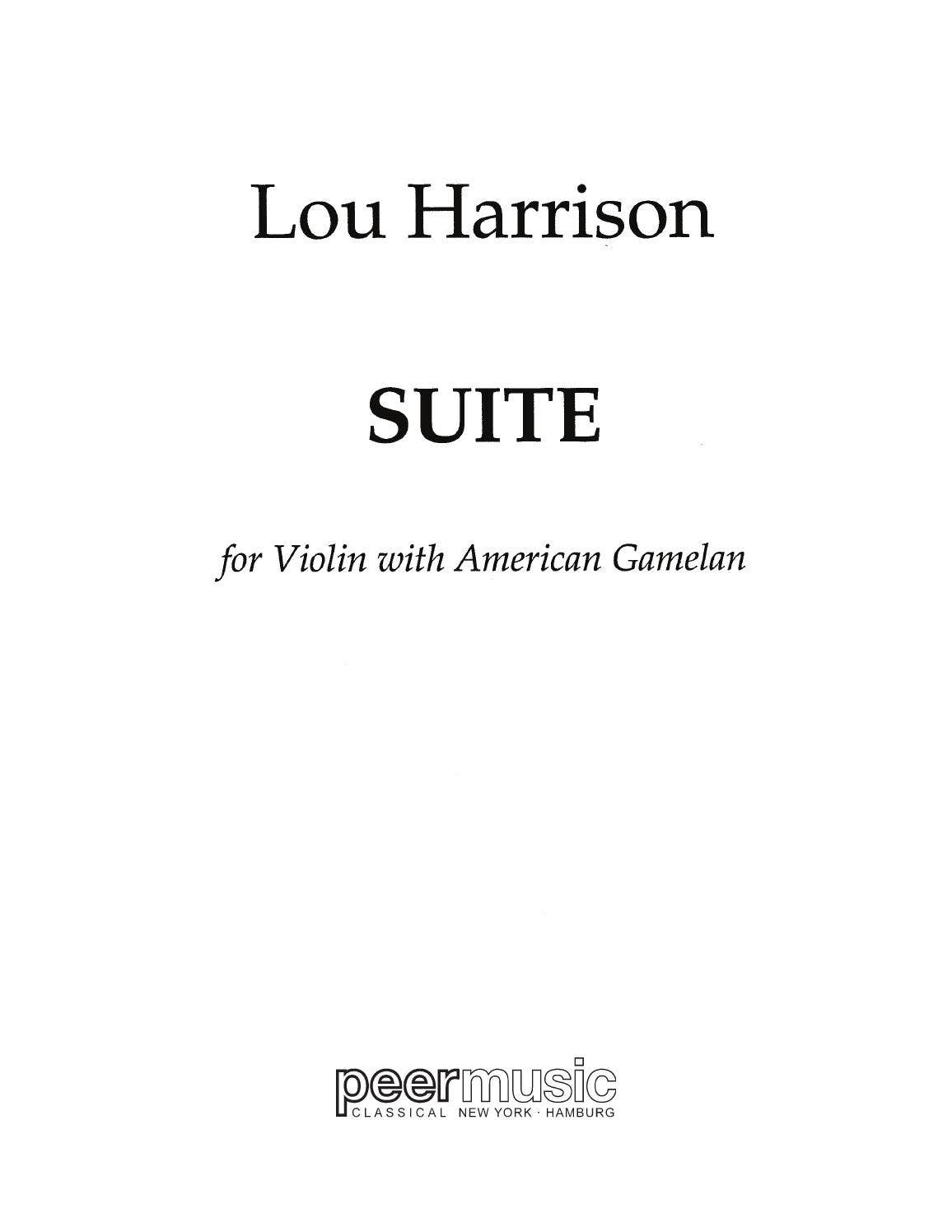 Harrison - Suite for Violin with American Gamelan by Peermusic ...