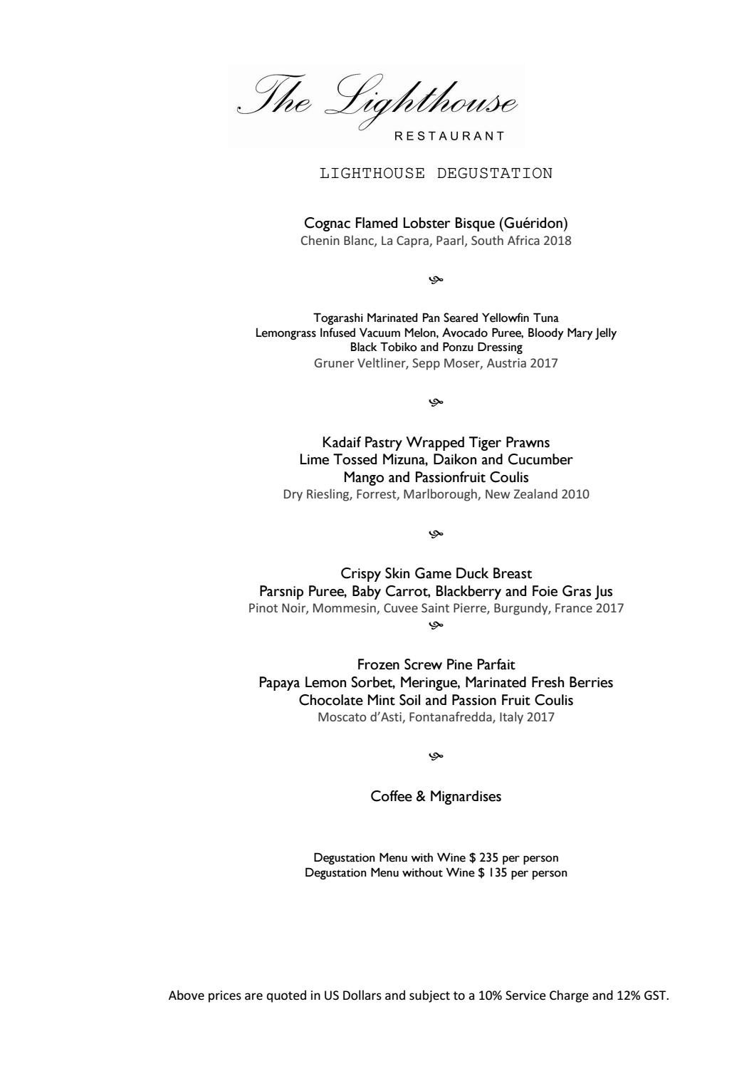 The Lighthouse Restaurant Menu by Baros Marketing - Issuu