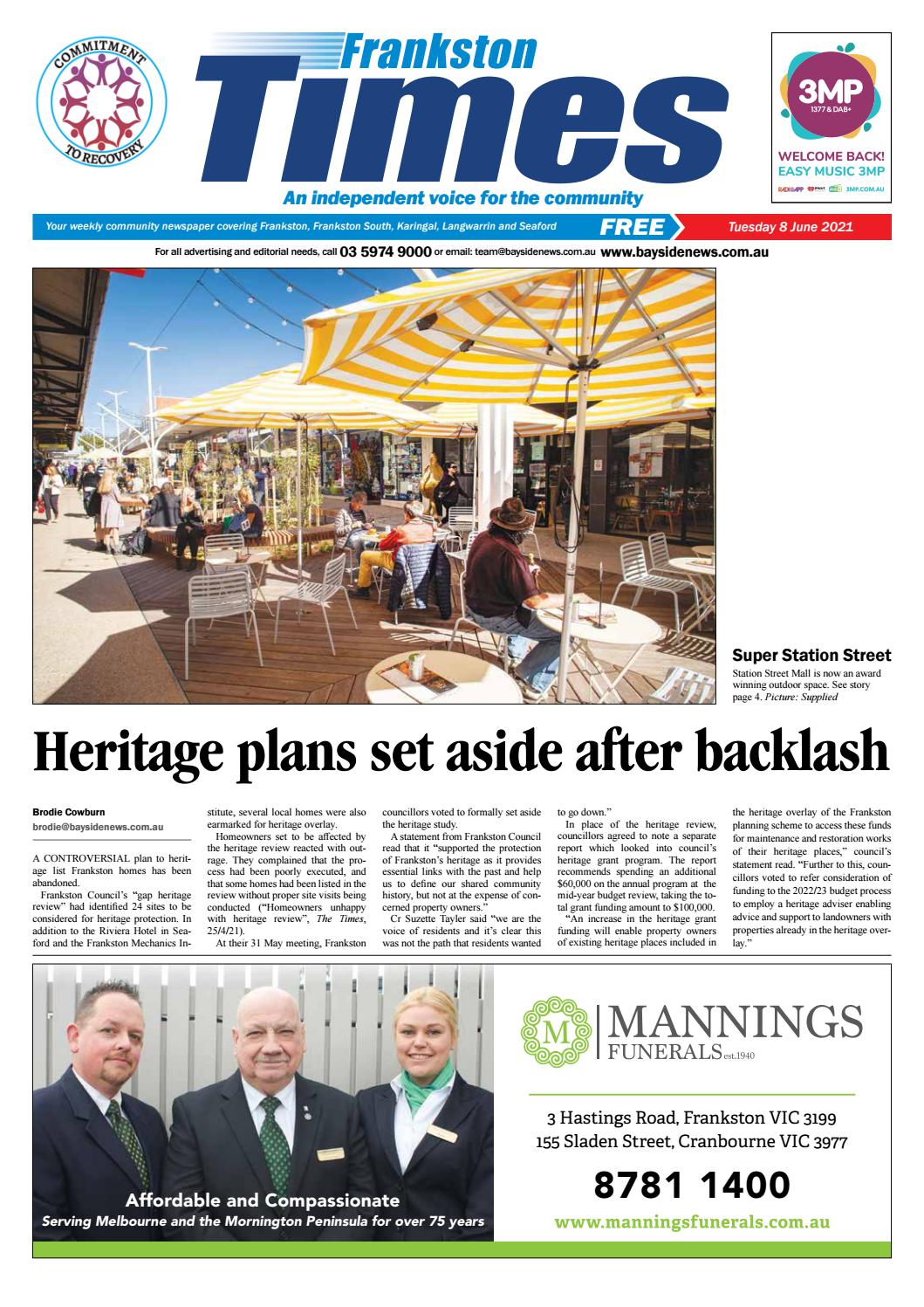 Frankston Times 8 June 2021 by Mornington Peninsula News Group - Issuu