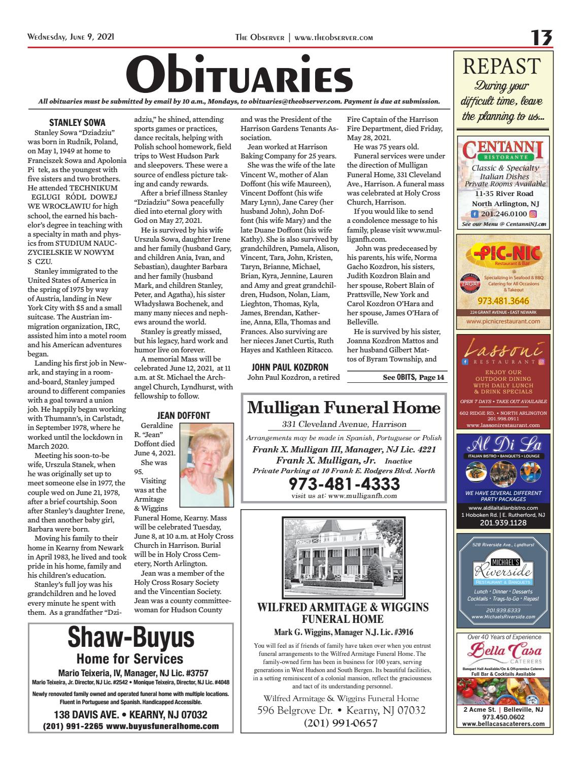 Obits For June 9 2021 By The Observer Newspaper Issuu