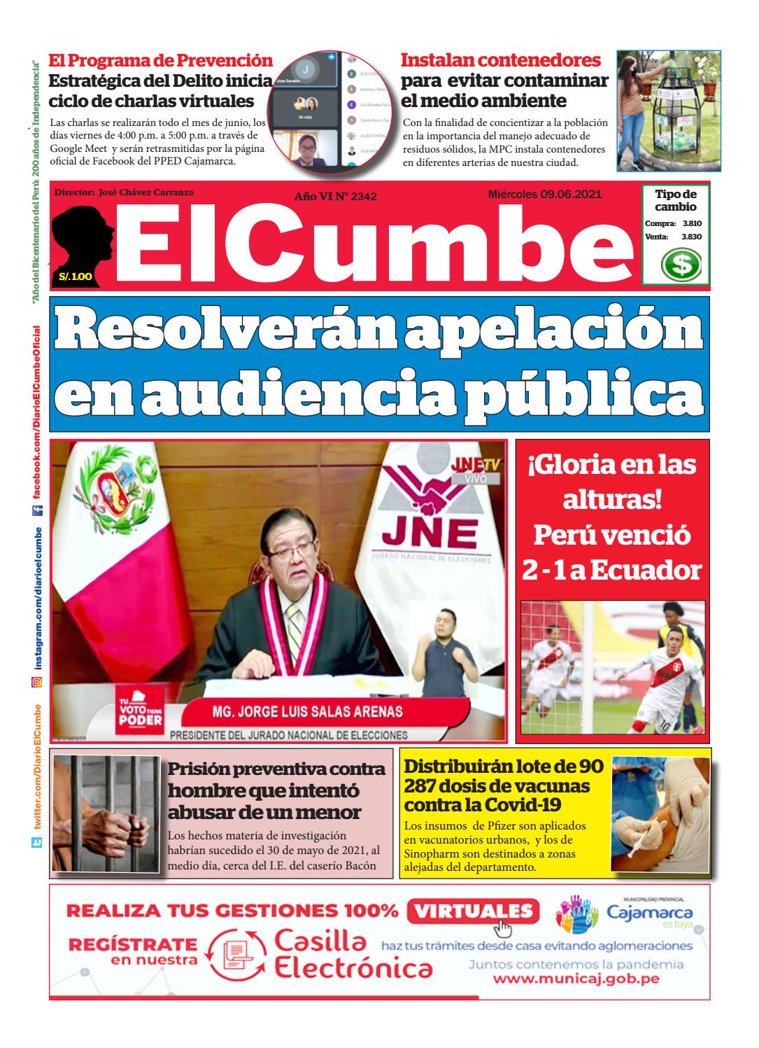 Diario El Cumbe 09 de junio 2021 by Diario El Cumbe - Issuu