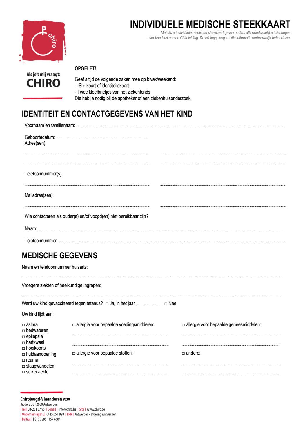 Medische fiche by chiroliedekerke - Issuu