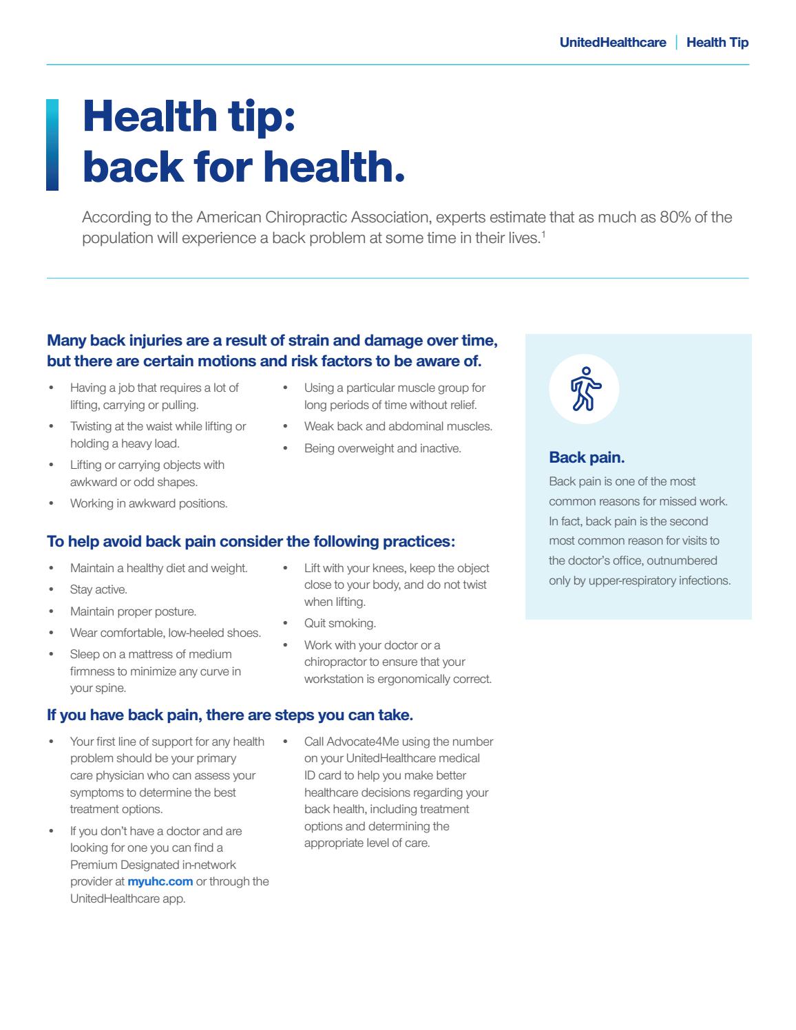 UHC Back Health Tips by MJ Insurance - Issuu