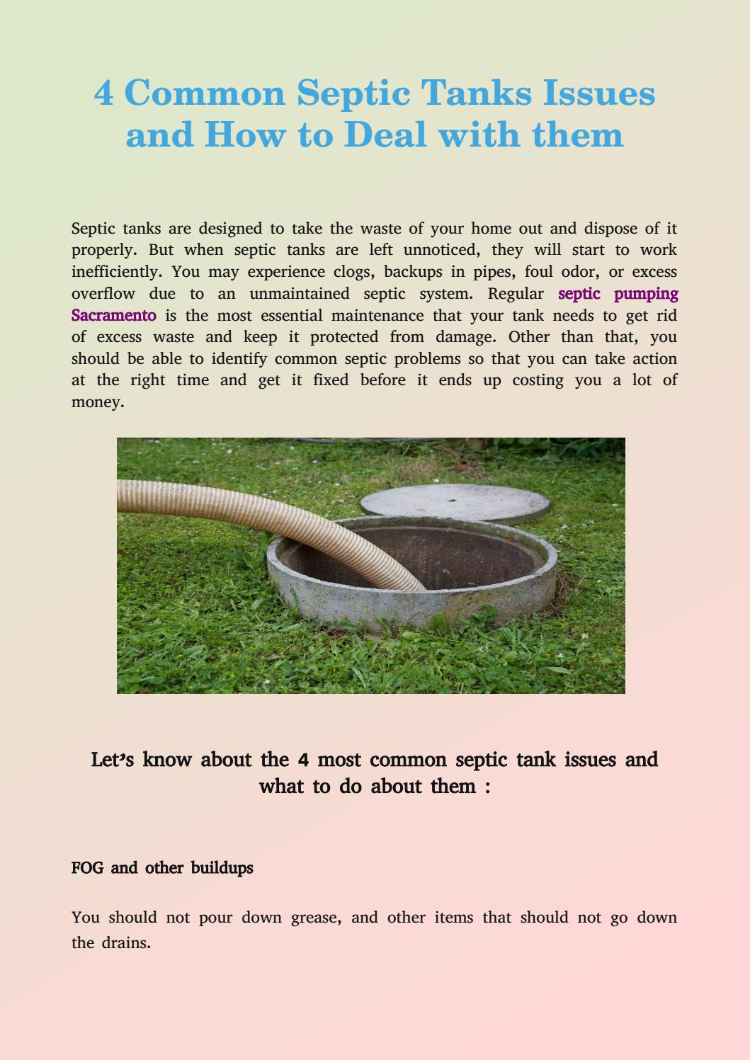 4 Common Septic Tanks Issues and How to Deal with them by Advanced ...