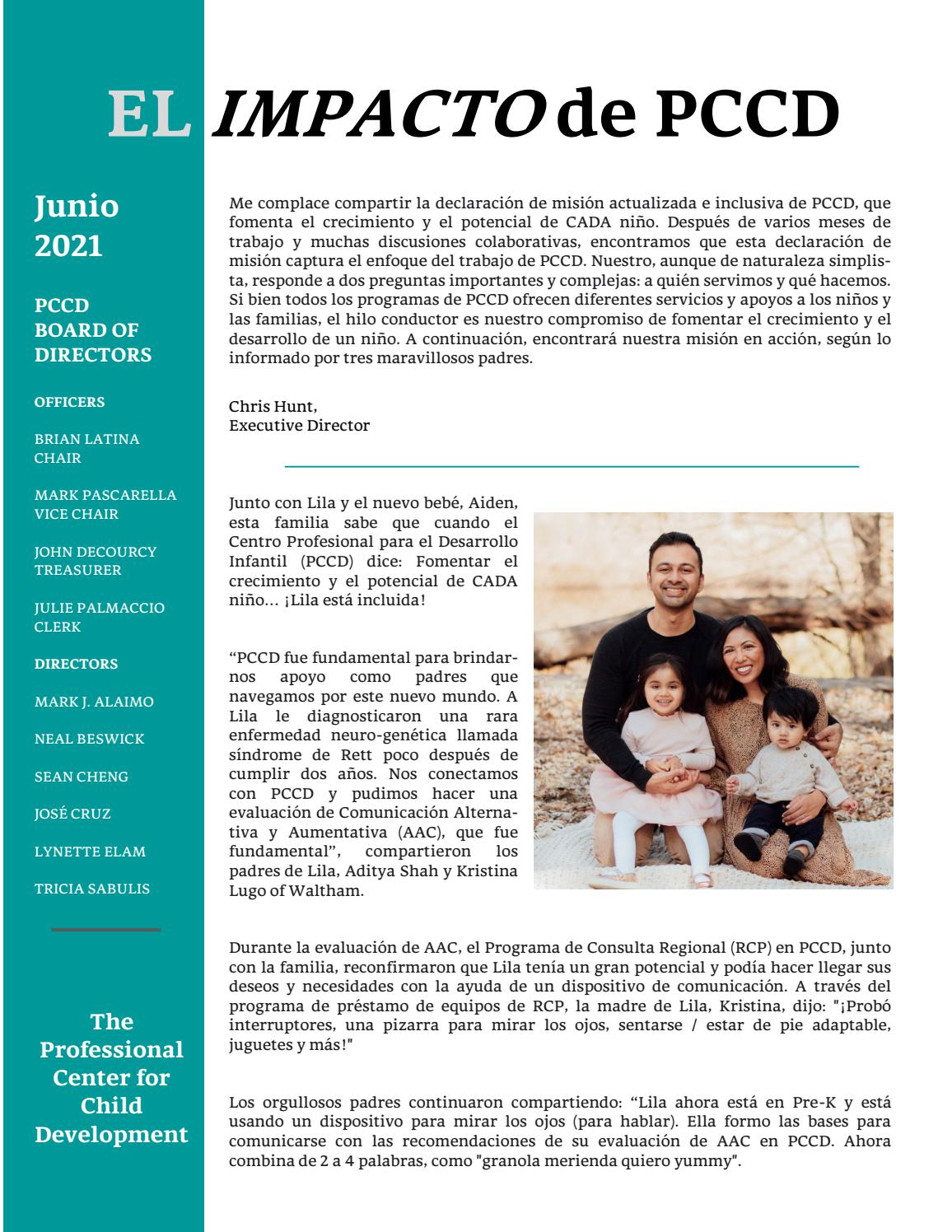 June 2021 The PCCD Impact - Spanish by The Professional Center for Child Development - Issuu
