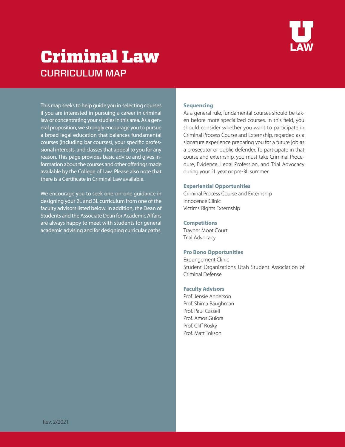 Criminal Law Curriculum Map by universityofutahdigital - Issuu