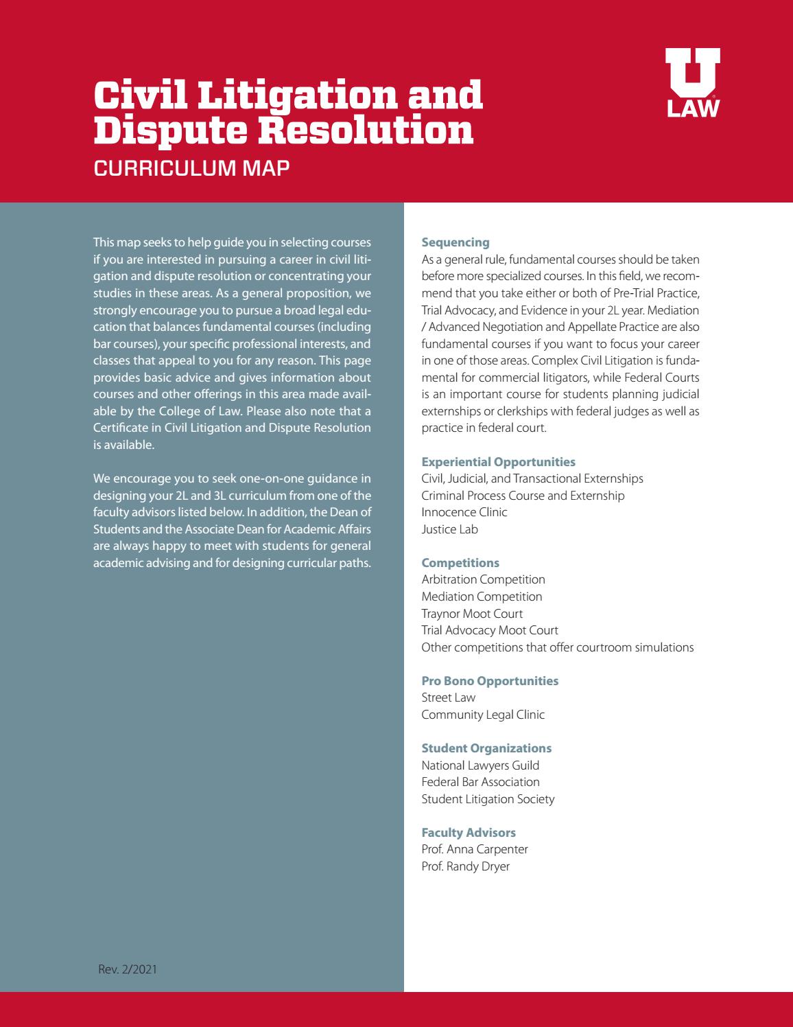 Civil Litigation and Dispute Resolution Curriculum Map by ...