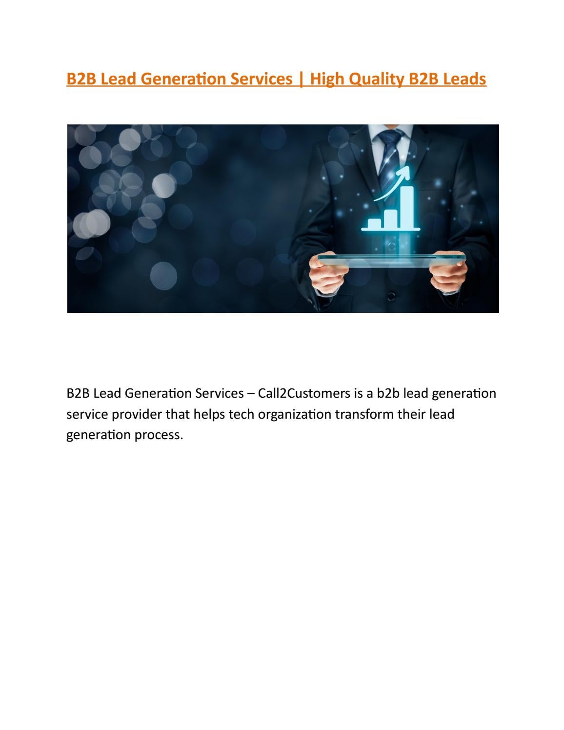 B2B Lead Generation Services | High Quality B2B Leads by Call2Customer ...