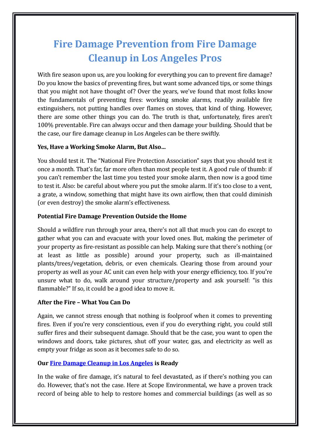 Fire Damage Prevention from Fire Damage Cleanup in Los Angeles Pros by ...