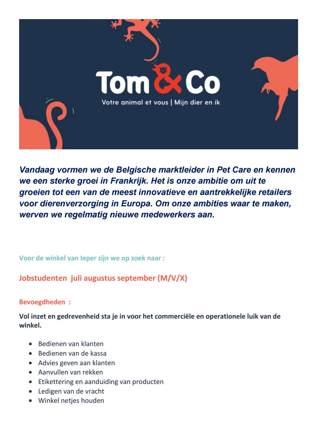 Vacature - Jobstudent Ieper 062021 by tomandco6 - Issuu