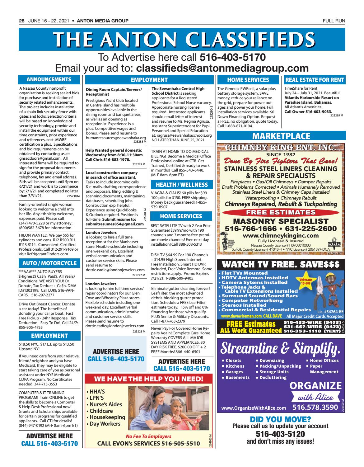Anton Classifieds 6/16/21 edition is published weekly by Anton Media ...