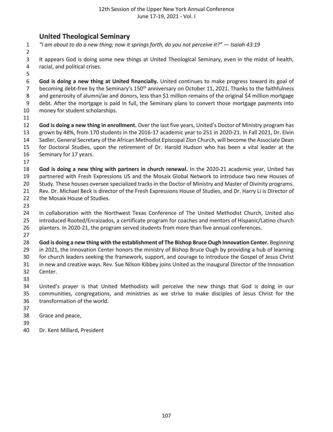 2021 Upper New York Conference Journal, Vol. I by Upper New York ...