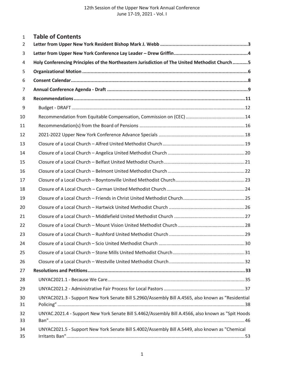 2021 Upper New York Conference Journal, Vol. I by Upper New York ...