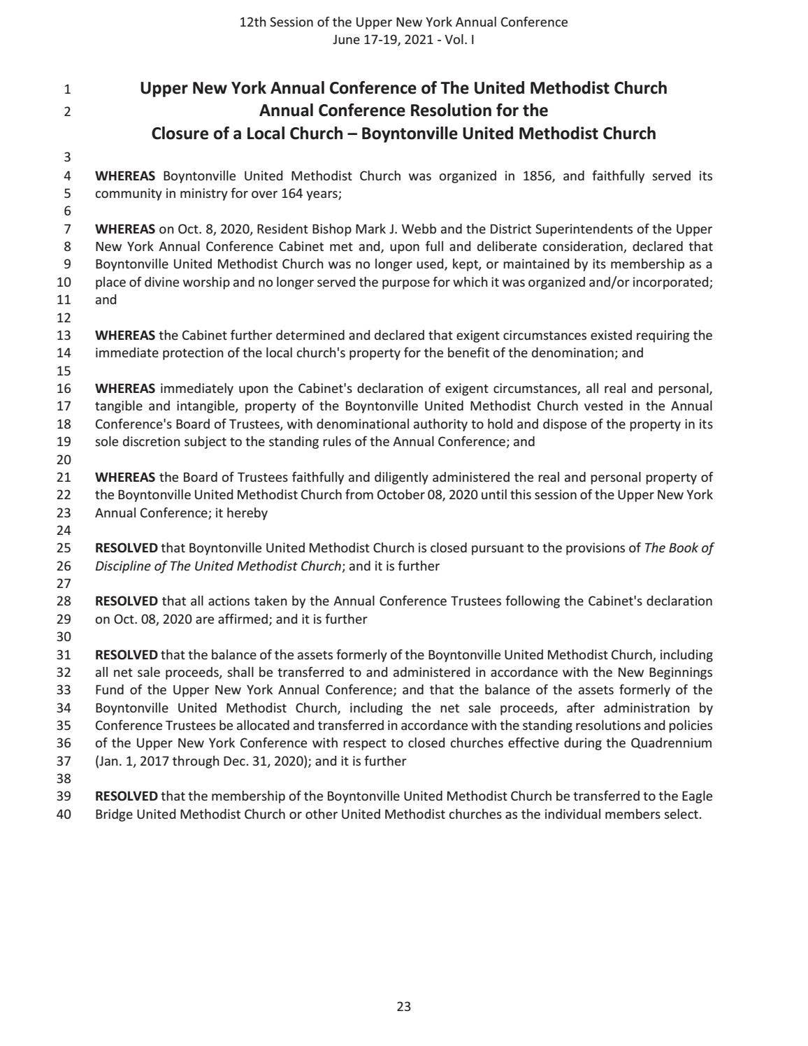 2021 Upper New York Conference Journal, Vol. I by Upper New York ...