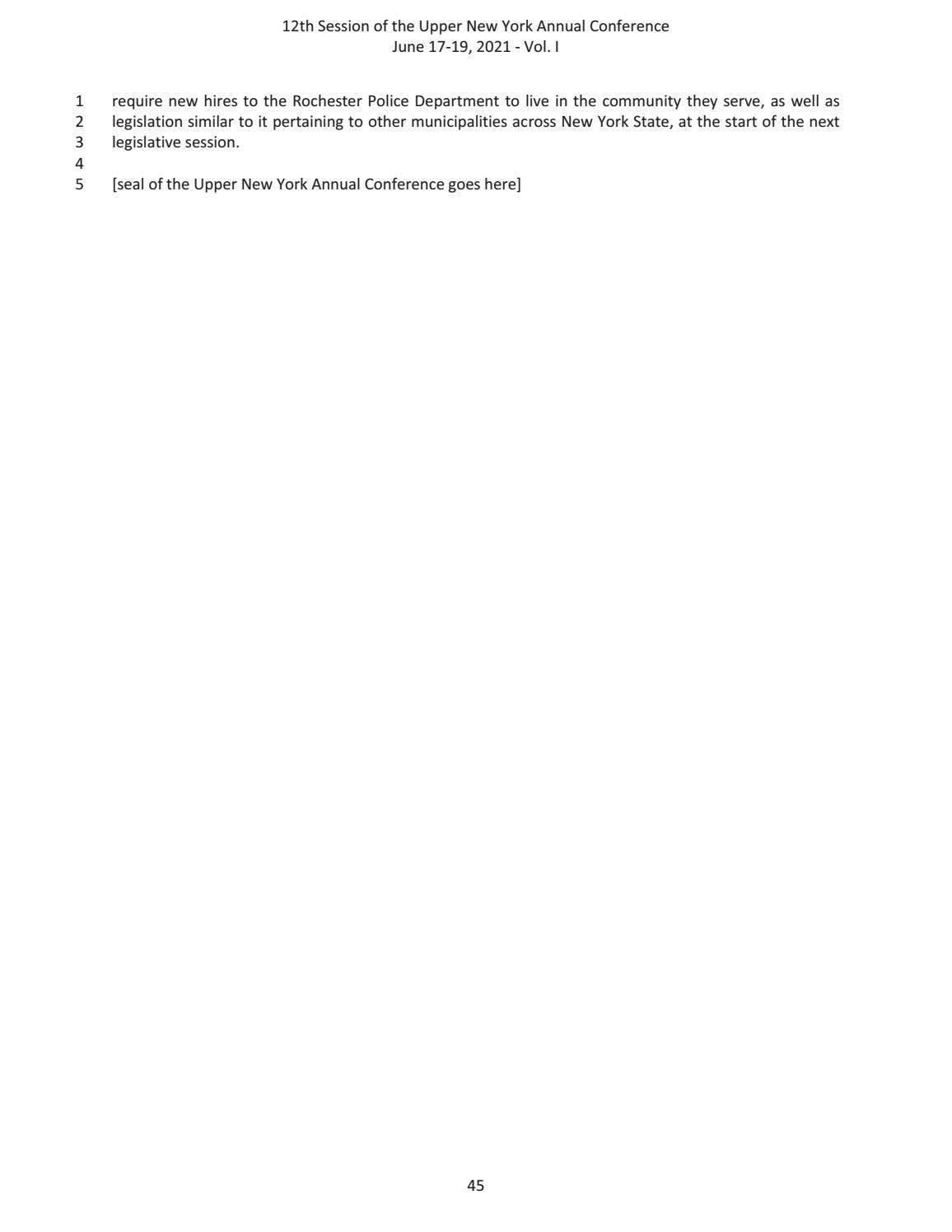2021 Upper New York Conference Journal, Vol. I by Upper New York ...