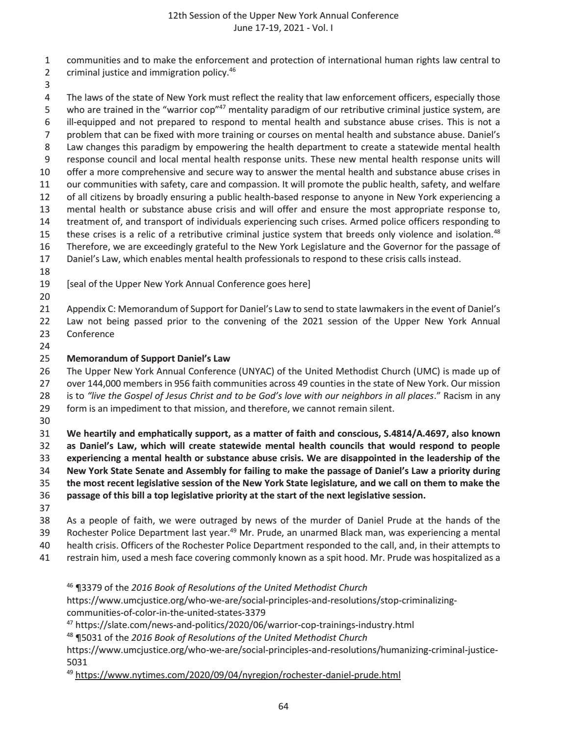 2021 Upper New York Conference Journal, Vol. I by Upper New York ...