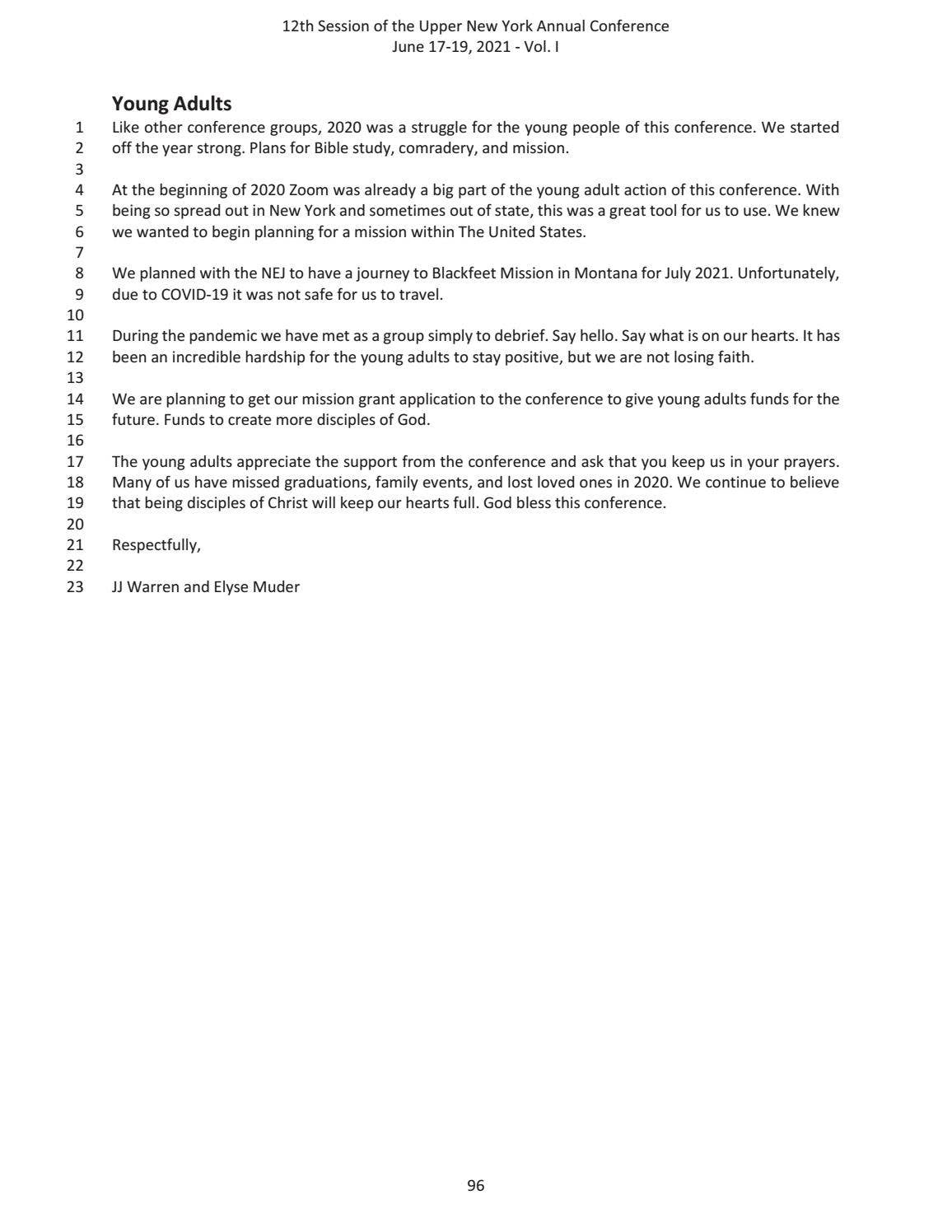 2021 Upper New York Conference Journal, Vol. I by Upper New York ...