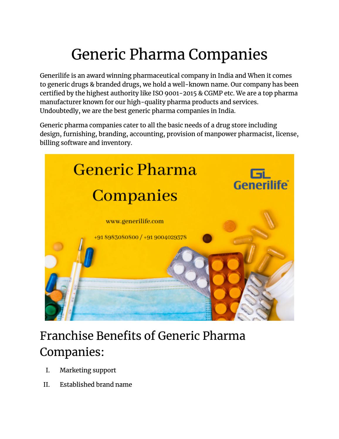 Generic Pharma Companies by crystaltcs - Issuu