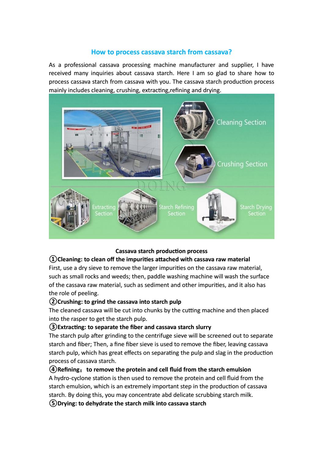 How to process cassava starch from cassava? by Henan-Doing cassava ...