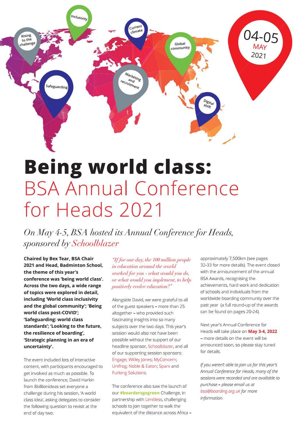 BSA Magazine - Summer 2021 by Boarding Schools' Association - Issuu