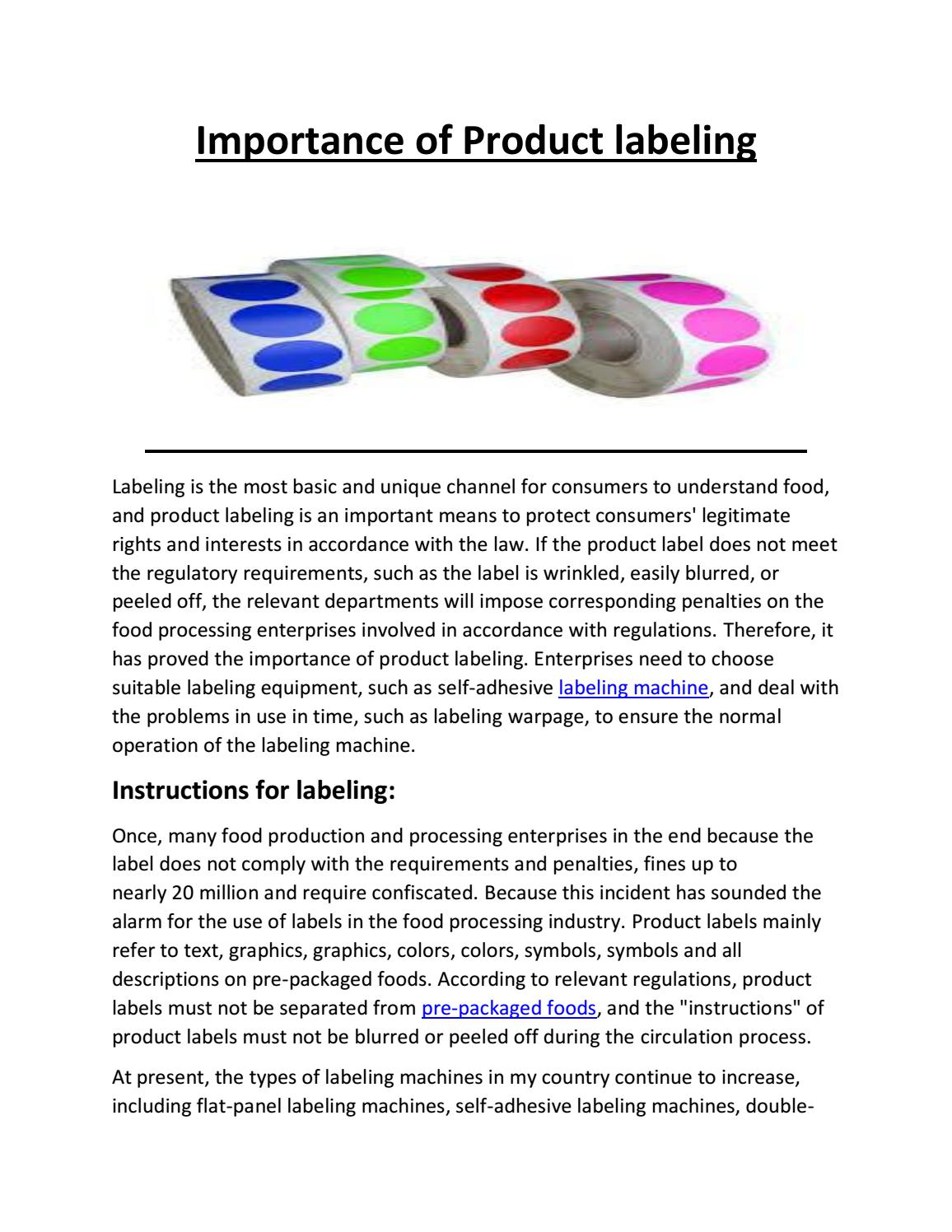 Importance of Product labeling by biotech - Issuu